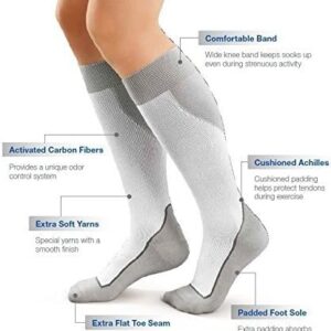 JOBST Unisex Sport Knee High 15-20 mmHg Compression Socks, 1pcs, Black/Cool Black, Medium