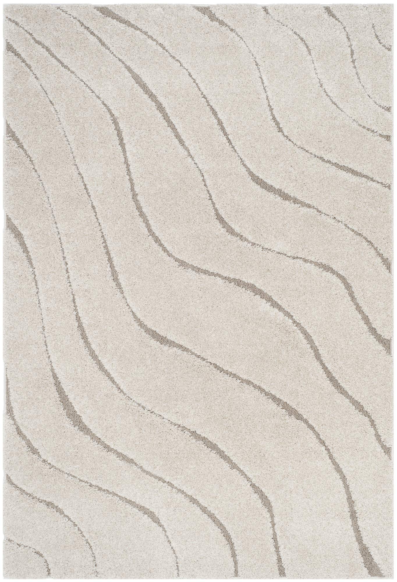 SAFAVIEH Florida Shag Collection Area Rug - 5'3" x 7'6", Cream & Beige, Non-Shedding & Easy Care, 1.2-inch Thick Ideal for High Traffic Areas in Living Room, Bedroom (SG472-1113)