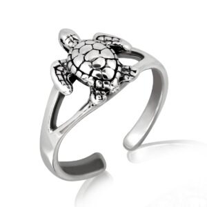 withlovesilver 925 sterling silver sea turtle toe ring