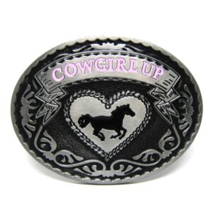 masop vogu rodeo oval cowgirl up belt buckle girl women ladies western engraved horse