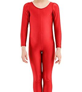 speerise Girls Unitards Gymnastics Long Sleeves Full Body Toddler Ballet Leotards for Kids Costumes, Red, XXL