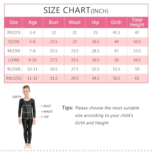 speerise Girls Unitards Gymnastics Long Sleeves Full Body Toddler Ballet Leotards for Kids Costumes, Red, XXL