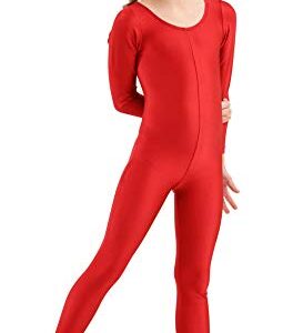 speerise Girls Unitards Gymnastics Long Sleeves Full Body Toddler Ballet Leotards for Kids Costumes, Red, XXL