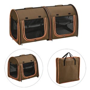 Pawhut 39” Soft-Sided Portable Dual Compartment Pet Carrier - Brown