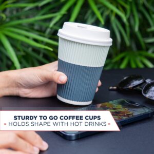 Glowcoast Disposable Coffee Cups With Lids - 12 oz To Go Coffee Cups (80 Set) With Sturdy Lids Prevent Leaks! Paper Hot Cup Holds Shape With Hot, Cold Drinks. Ripple Cups Protect Fingers from Heat!