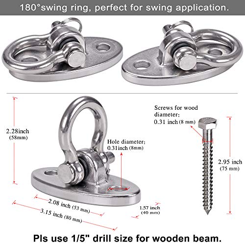 BeneLabel Heavy Duty Swing Hangers - Set of 2 Stainless Steel Hooks for Hammock, Yoga, Sandbag - 900kg Capacity - Indoor & Outdoor Use