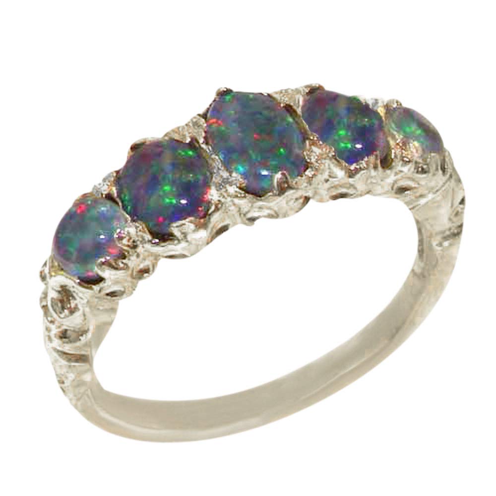 LetsBuyGold 925 Sterling Silver Synthetic Opal Triplet Womens Jewelry - Size 8