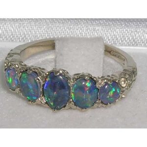 LetsBuyGold 925 Sterling Silver Synthetic Opal Triplet Womens Jewelry - Size 8