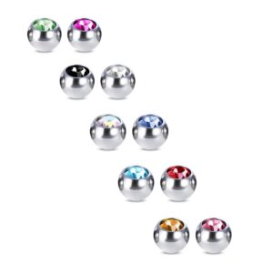 cottvott 10pcs crystals screw 14g 16g tongue labret eyebrow horseshoe belly rings earrings replacement balls stainless steel piercings (10pcs 16g 3mm)