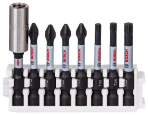 bosch professional 8pcs. screwdriver bit set (impact control, t/pz/ph bits, length 25 mm, pick and click, accessory impact drill)