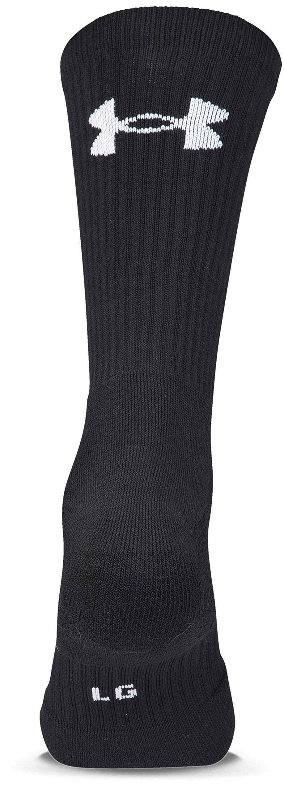 Under Armour Train Crew Socks, 2-Pair, Black, Shoe Size: Mens 4-8, Womens 6-9