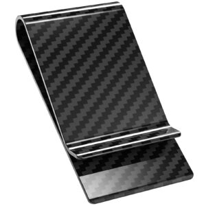 travelambo carbon fiber money clip front pocket wallet minimalist wallet slim wallet credit business card holder (cb black)