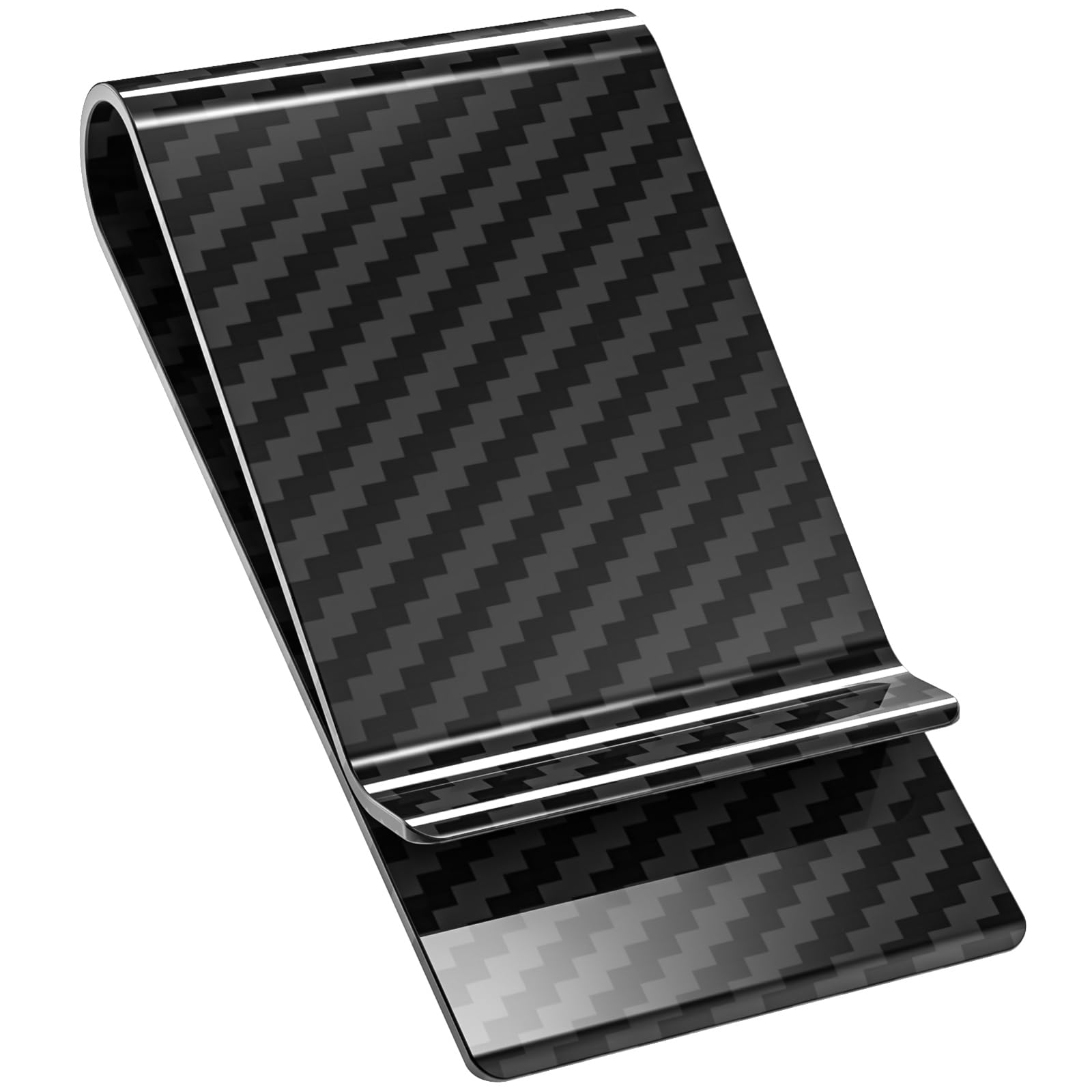 Travelambo Carbon Fiber Money Clip Front Pocket Wallet Minimalist Wallet Slim Wallet Credit Business Card Holder (CB black)