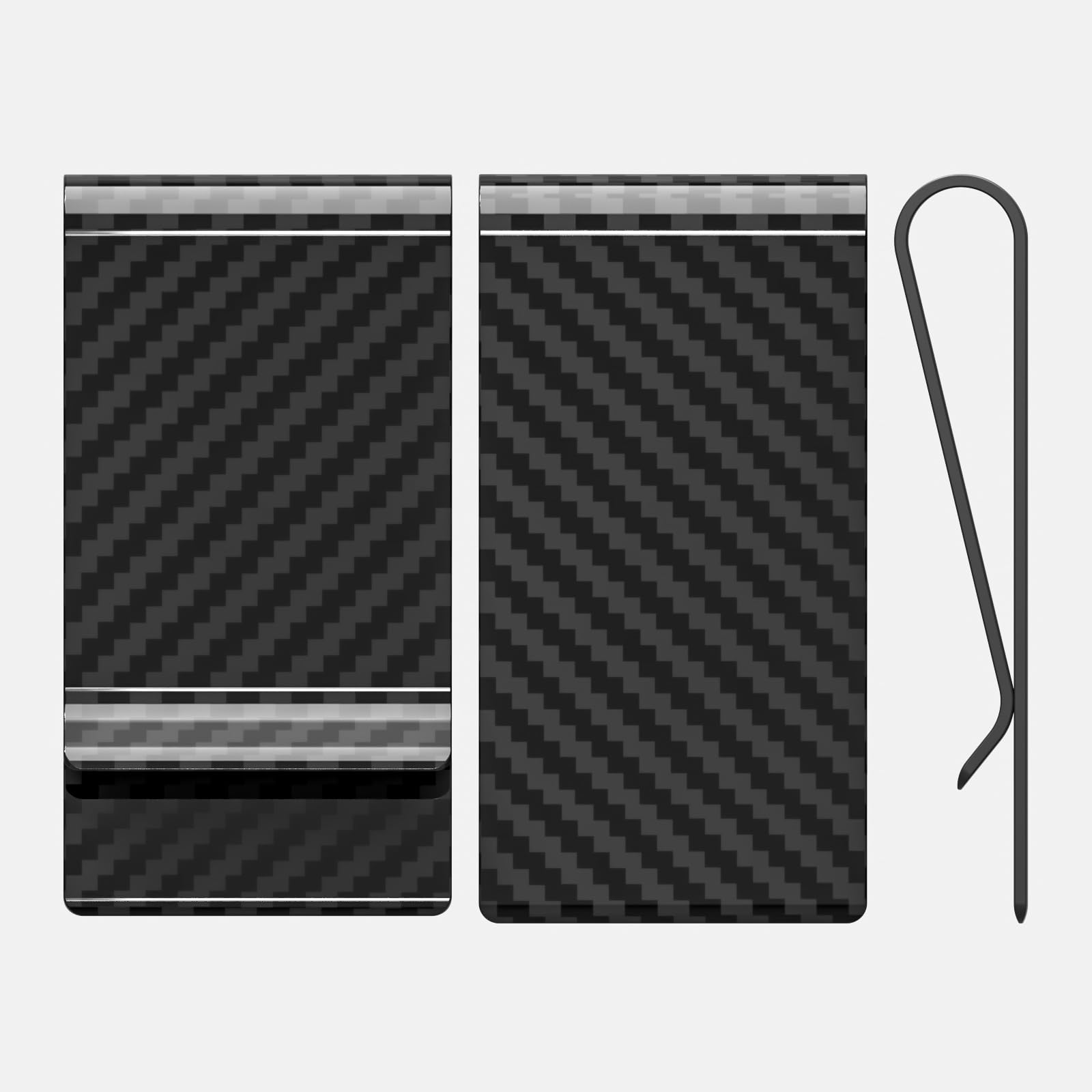 Travelambo Carbon Fiber Money Clip Front Pocket Wallet Minimalist Wallet Slim Wallet Credit Business Card Holder (CB black)