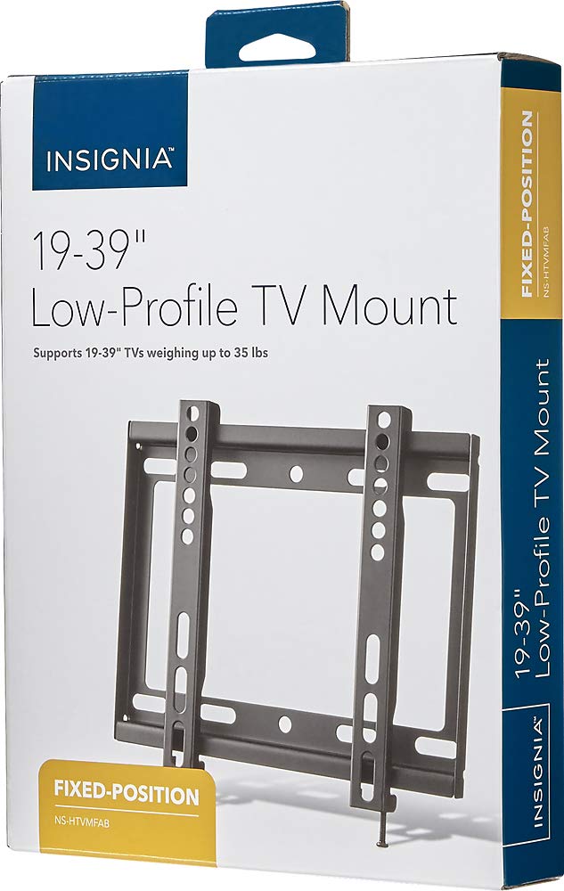 Insignia - Fixed TV Wall Mount for Most 19" - 39" TVs - Black