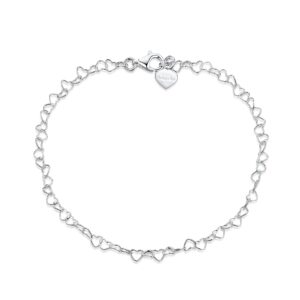 amberta women's 925 sterling silver heart bracelet: silver