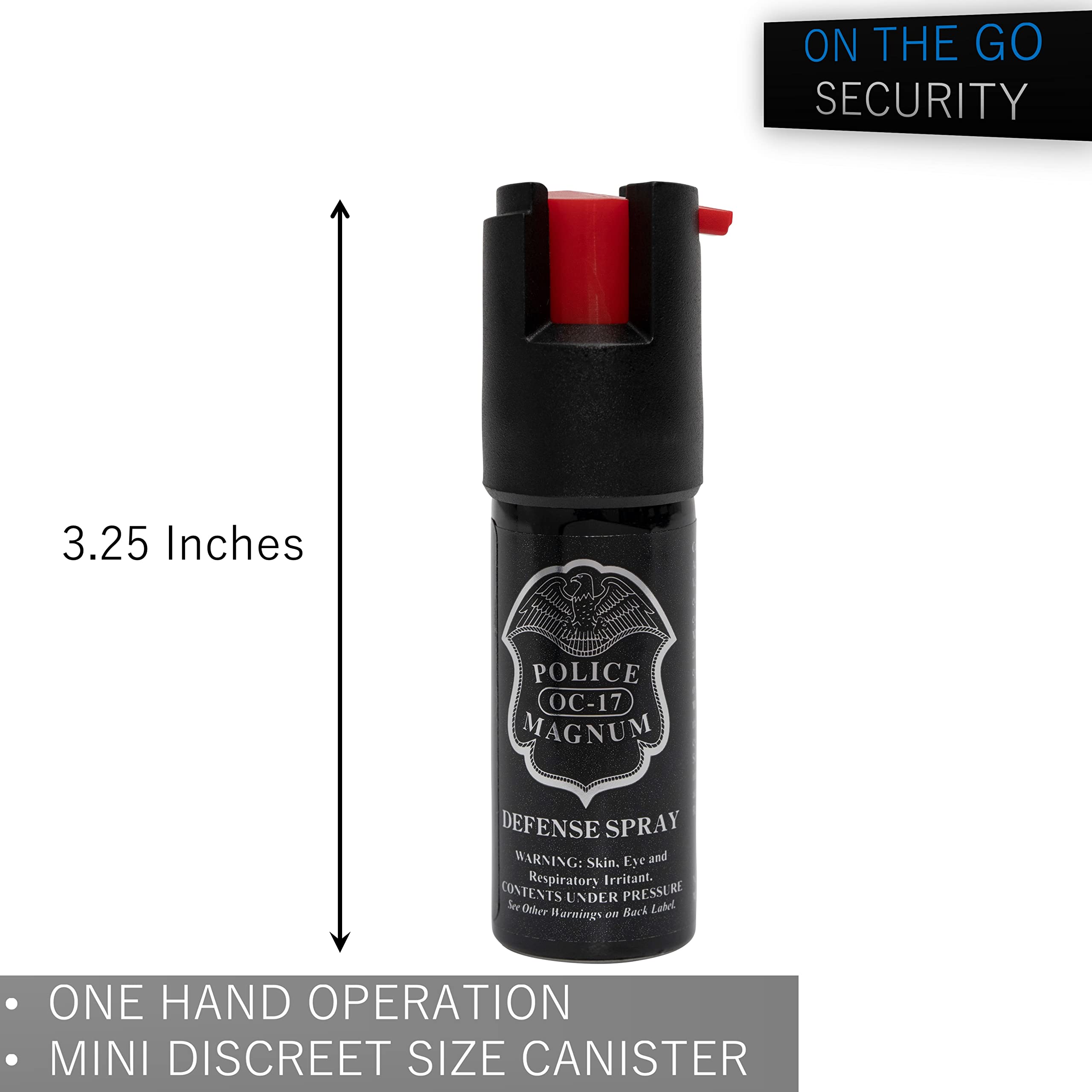 POLICE MAGNUM Mini Pepper Spray Self Defense Pocket Size Protection- Made in The USA- 6 Pack 1/2oz Safety Locks