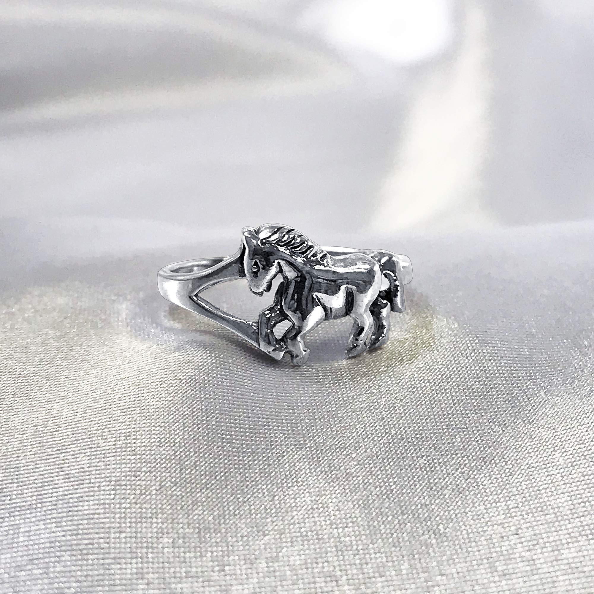 Gem Avenue Horse Pony 925 Sterling Silver Ring for Women Size 6