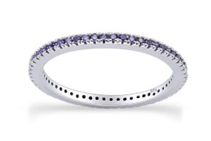 jewel zone us simulated alexandrite eternity stackable wedding ring in 925 sterling silver (1/5 cttw)