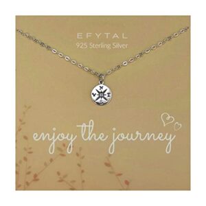 efytal graduation gifts for her 2024, sterling silver compass necklace, high school or college graduation gifts for her, graduation jewelry, class of 2024 graduation gifts