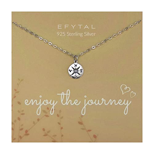 EFYTAL Graduation Gifts for Her 2024, Sterling Silver Compass Necklace, High School or College Graduation Gifts for Her, Graduation Jewelry, Class of 2024 Graduation Gifts