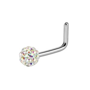 dynamique 20g ferido ball 316l surgical steel l bend nose ring (aurora borealis)