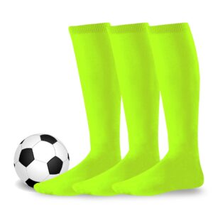 athletic cushioned sports socks for adult women softball baseball soccer socks 3-pairs (medium (9-11), neon green)