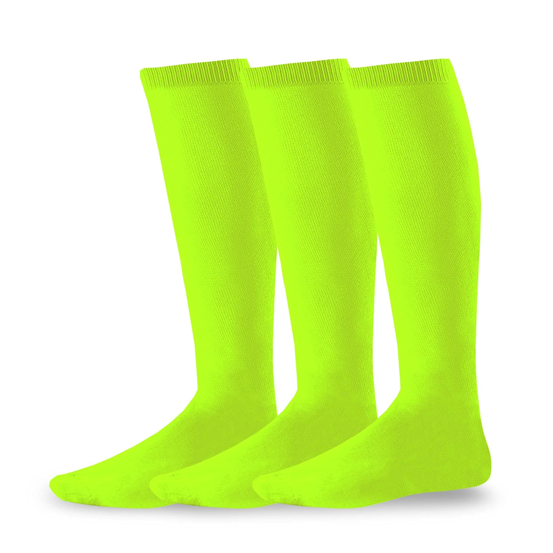 Athletic Cushioned Sports Socks for Adult Women Softball Baseball Soccer Socks 3-Pairs (Medium (9-11), Neon Green)