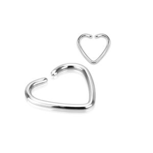 pierced owl 16ga titanium plated 316l stainless steel single closure heart daith cartilage ring (silver tone)