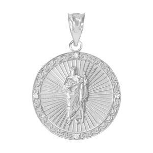 .925 sterling silver cubic zirconia 1" saint jude thaddeus patron saint of lost causes pendant - pendant only