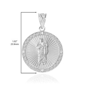 .925 Sterling Silver Cubic Zirconia 1" Saint Jude Thaddeus Patron Saint of Lost Causes Pendant - Pendant Only