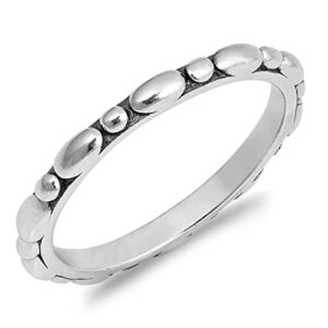 eternity stackable bubble pebble thin ring .925 sterling silver band size 4