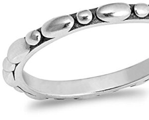 Eternity Stackable Bubble Pebble Thin Ring .925 Sterling Silver Band Size 4