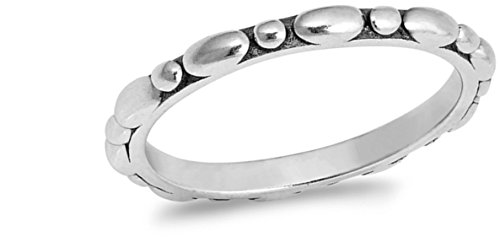 Eternity Stackable Bubble Pebble Thin Ring .925 Sterling Silver Band Size 4