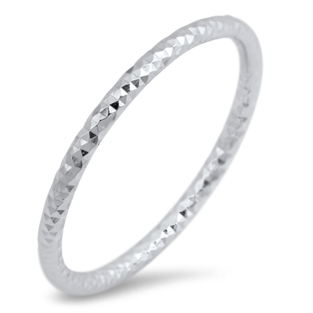 Thin Diamond-Cut Stackable Wedding Ring New .925 Sterling Silver Band Size 9