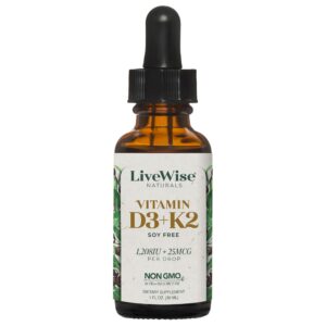 vitamin d3 with k2 liquid drops, all natural, non-gmo, 1208iu d3 and 25mcg k2 (mk7) per serving, support your bones, immune system and energy levels, with or without peppermint oil