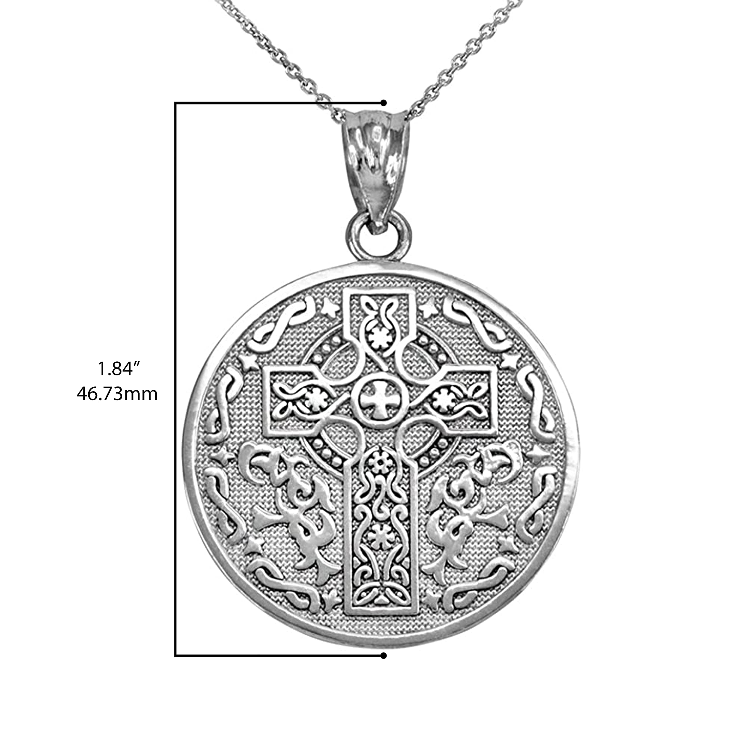 .925 Sterling Silver Reversible Celtic Knot Cross and Irish Blessing Dangling Pendant Necklace - 20" Chain