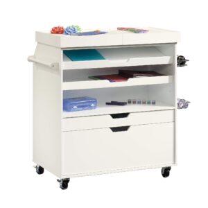 sauder craft pro series craft cart, soft white finish