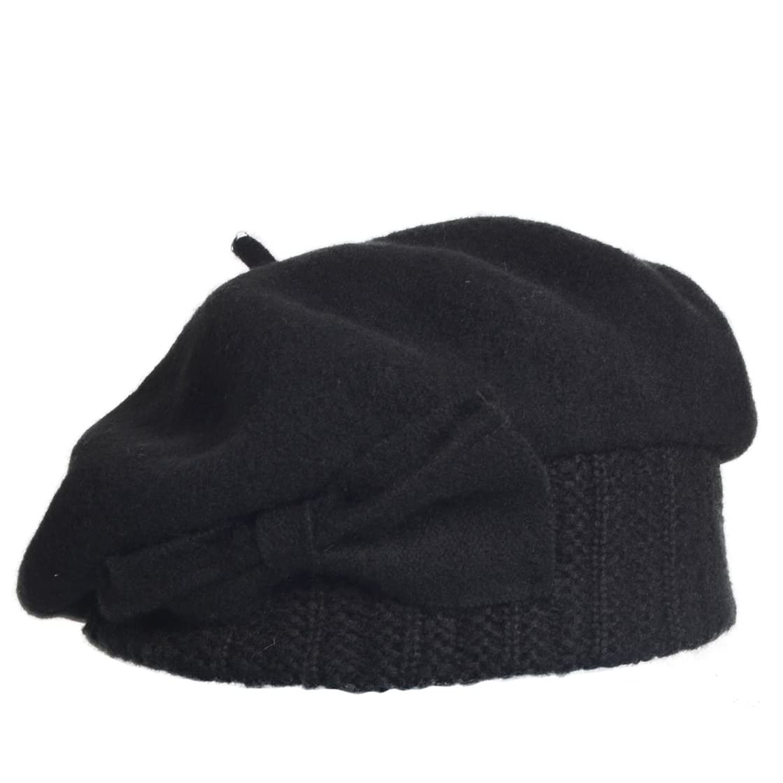 VECRY Women's 100% Wool Bucket Hat Felt Cloche Beret Dress Winter Beanie Hats (Beret-Black)