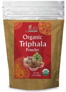 jiva organics organic triphala powder 7 ounce bag - ground amla, bhibitaki, and haritaki fruits blended, 100% natural & non-gmo