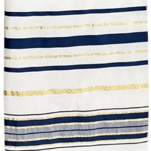 Holy Land Market New Covenant Prayer Shawl Tallit English/Hebrew with Matching Case, Dark Blue, Medium