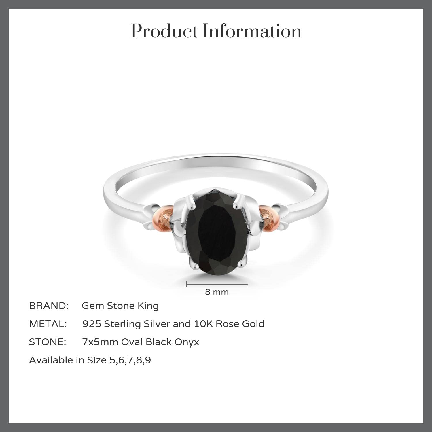 Gem Stone King 925 Silver and 10K Rose Gold Oval Gemstone Birthstone Engagement Ring | Oval 7X5MM | Wedding Engagement Anniversary Solitaire Promise Ring For Women