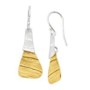 silpada 'combination' drop earrings in textured brass and sterling silver