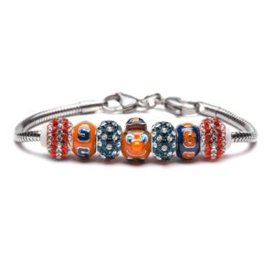 syracuse university bracelet | su oranges bracelet - 1 otto bead, 2 s beads and 4 crystal charms | officially licensed syracuse university jewelry | su jewelry | syracuse charms | stainless steel