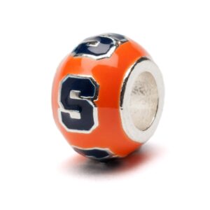 Syracuse University Bracelet | SU Oranges Bracelet - 1 Otto Bead, 2 S Beads and 4 Crystal Charms | Officially Licensed Syracuse University Jewelry | SU Jewelry | Syracuse Charms | Stainless Steel