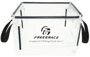 freegrace premium folding wash basin - collapsible water sink container - lightweight & durable transparent plastic - wash dishes everywhere - suitable for camping & outdoor activities