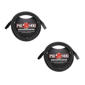 pig hog phm10 10' high performance 8mm 3-pin xlr microphone cable - 2 pack