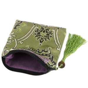 kilofly 12 pc Silk Brocade Tasseled Coin Purse Zipper Jewelry Bag Gift Pouch Set