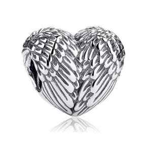 artcharm 925 sterling silver feathers angel wing heart shape charm bead fit european bracelet necklace