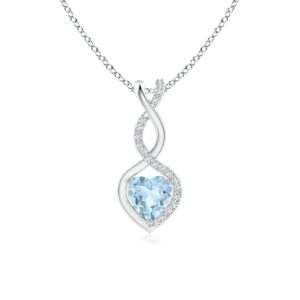 angara women sterling silver natural aquamarine heart pendant necklace